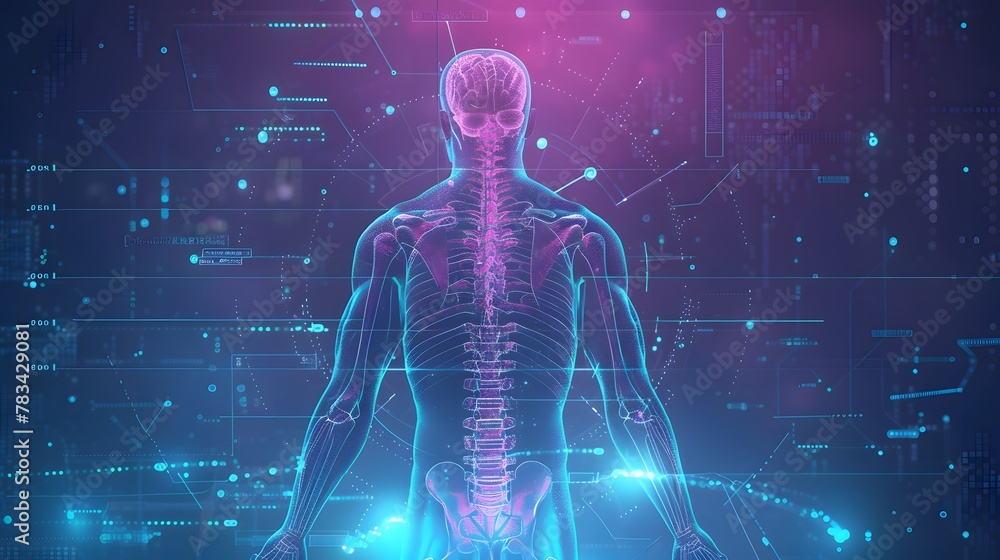 futuristic medical research of back spine back, spine, herniated disk ...