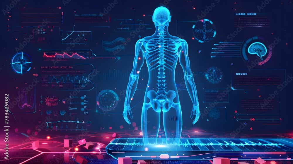 futuristic medical research of back spine back, spine, herniated disk ...