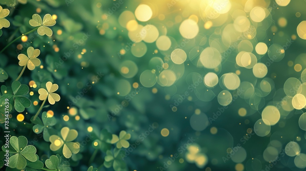 St Patrick's Day background with a shamrock leaves pattern and bokeh ...