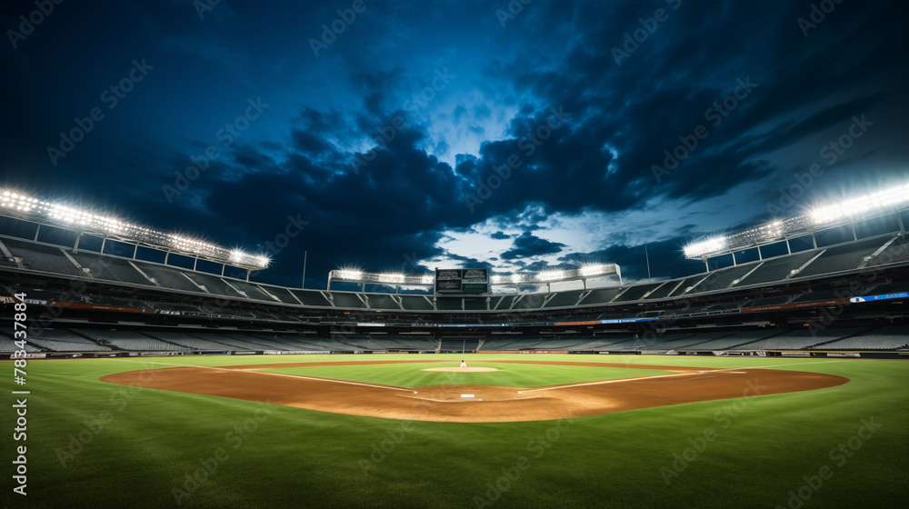 Majestic Baseball Stadium Under Starry Night Sky Stock Illustration ...