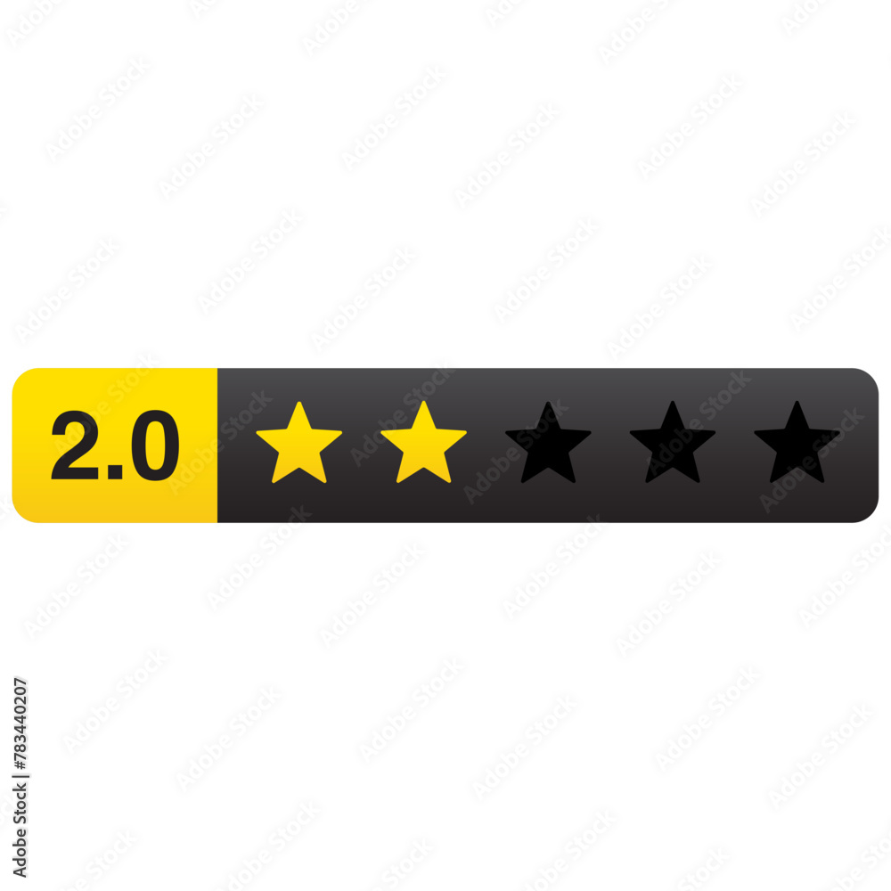 2 stars rating icon, simple graphic classify quality review flat design interface illustration ...