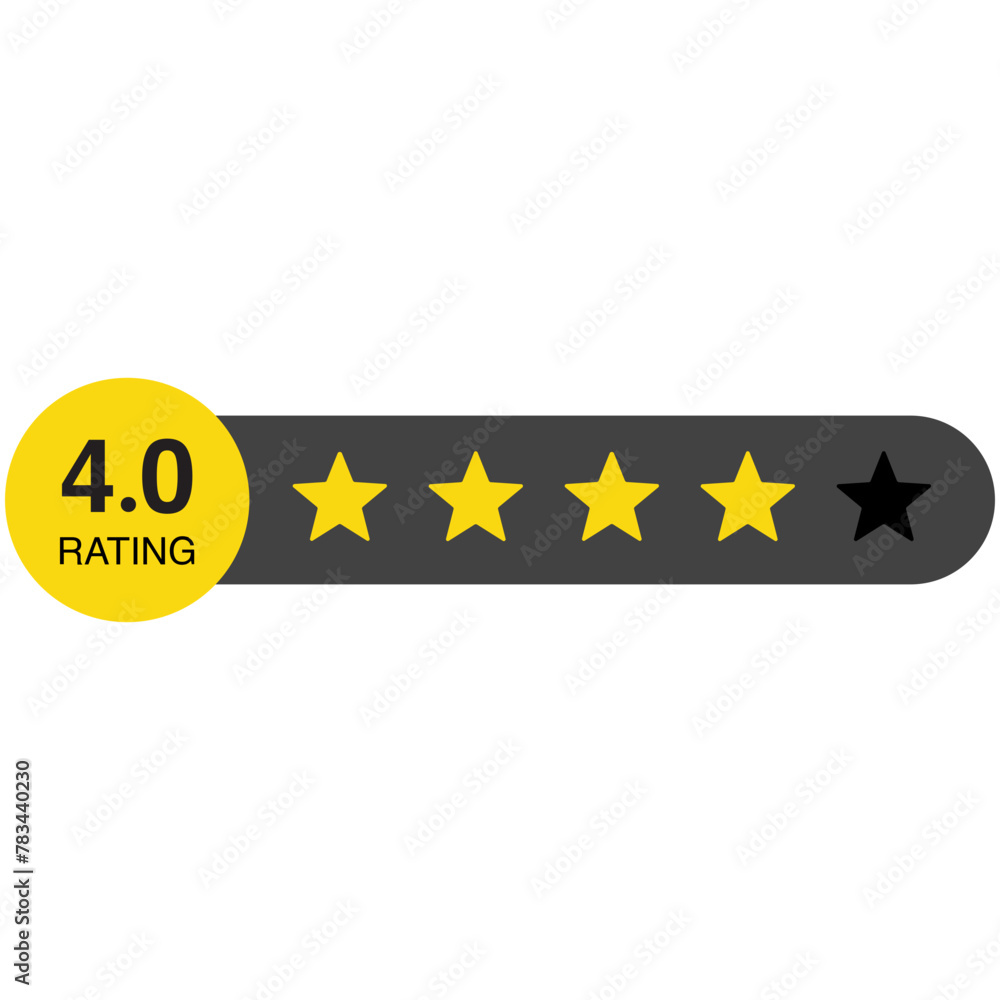 4 stars rating icon, simple graphic classify premium quality review ...