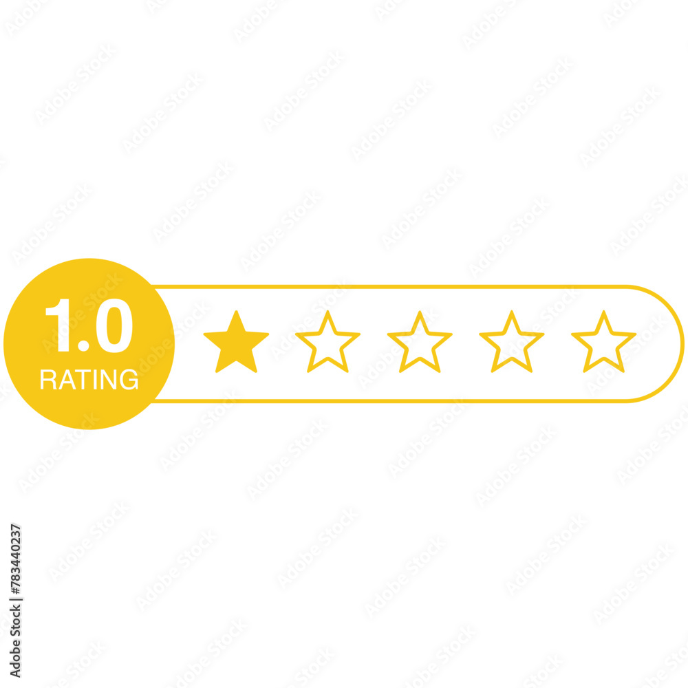 1 star rating icon, simple graphic classify quality review flat design ...