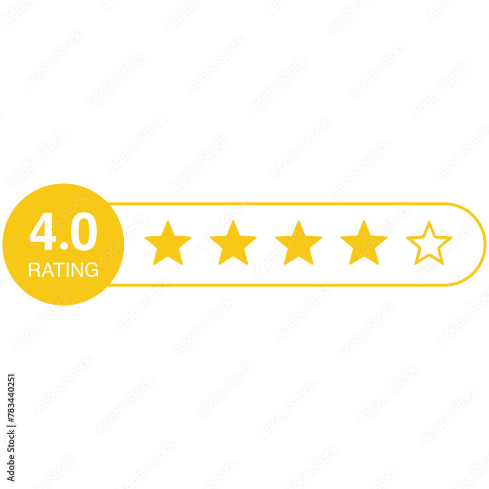 4 stars rating icon, simple graphic classify premium quality review ...