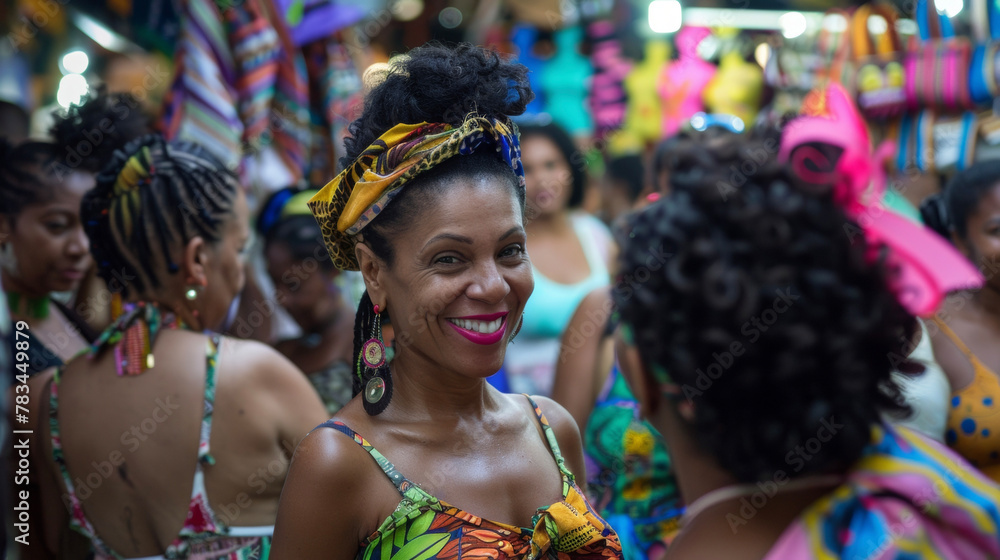In a bustling street market a group of AfroBrazilian women gather each ...