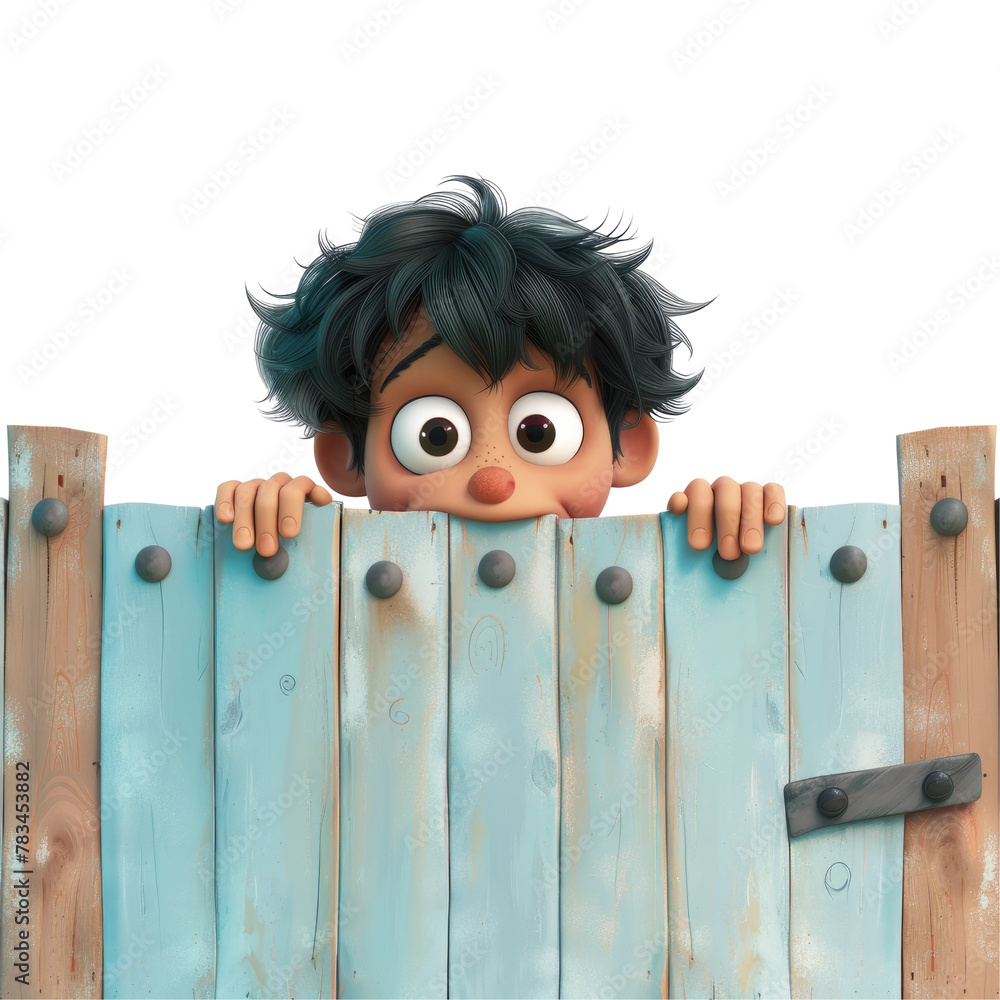Curious cartoon character peeking out mischievously from a closet on a ...