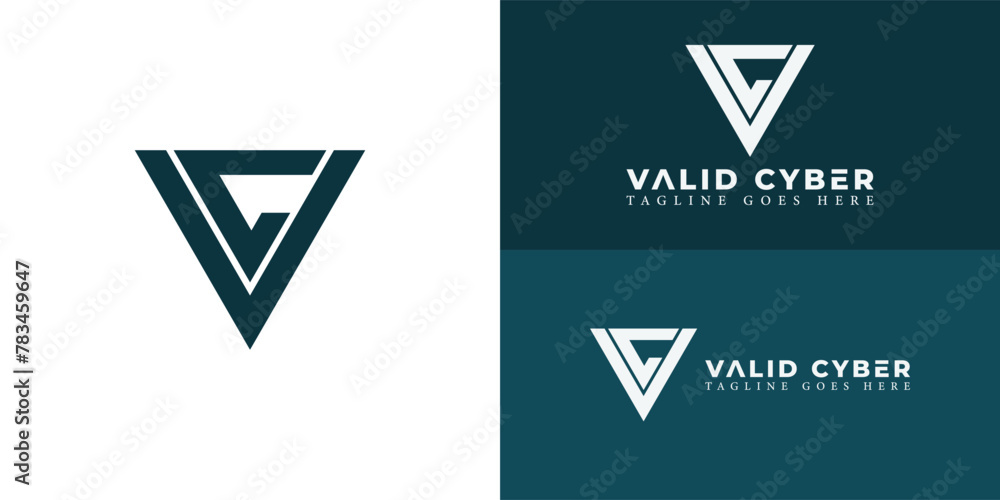 Abstract initial triangle letter VC or CV logo in blue color isolated ...