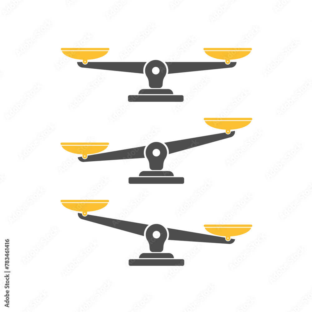 Justice scales icons set . Scales icon collection. Law scale icon. Flat ...