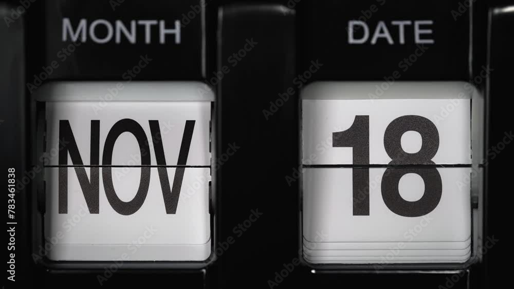 retro flip calendar with a date change from the seventeenth of November ...