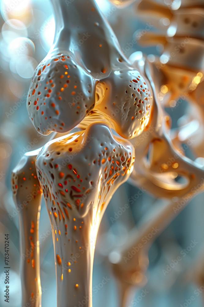 Bone Marrow Detail, Close-up 3D rendering of bone marrow structure ...