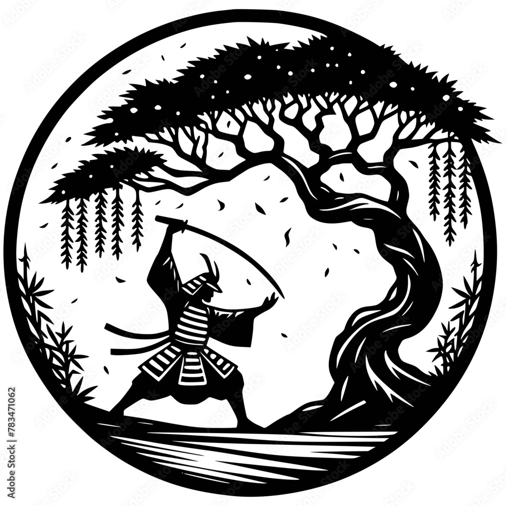 Samurai Tree Of Life, Laser cut tree of life Svg, Samurai Vector ...