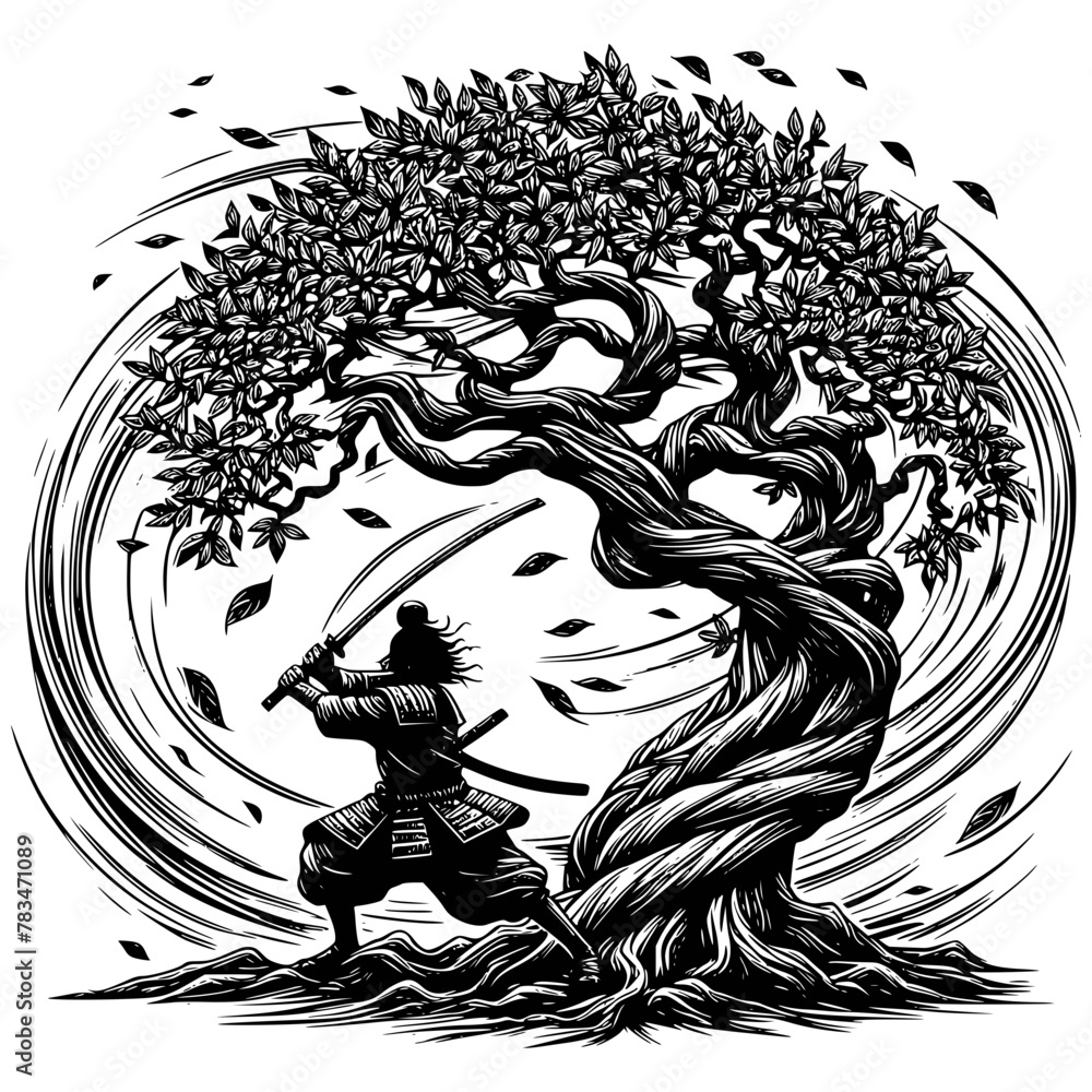 Vetor de Samurai Tree Of Life, Laser cut tree of life Svg, Samurai ...