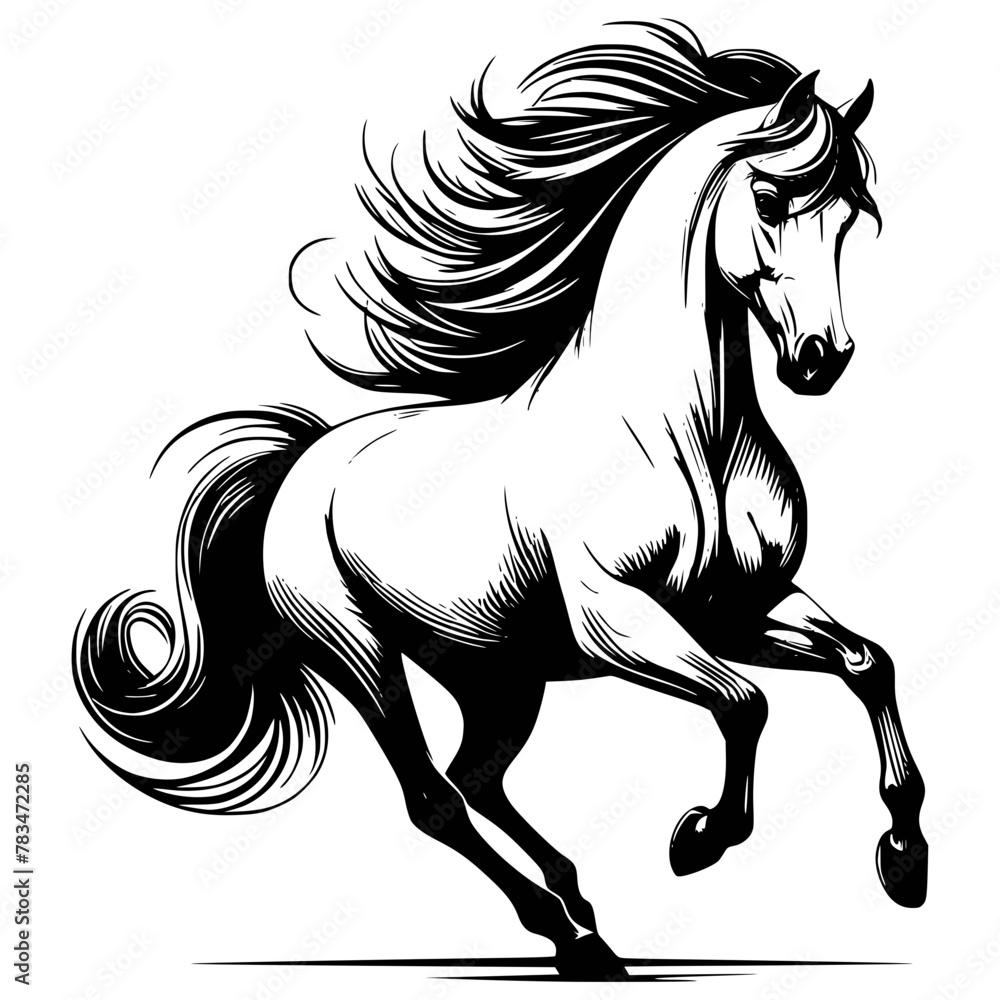 Arabian Horse, Running Horses Gallop thoroughbred Clipart Print vector ...