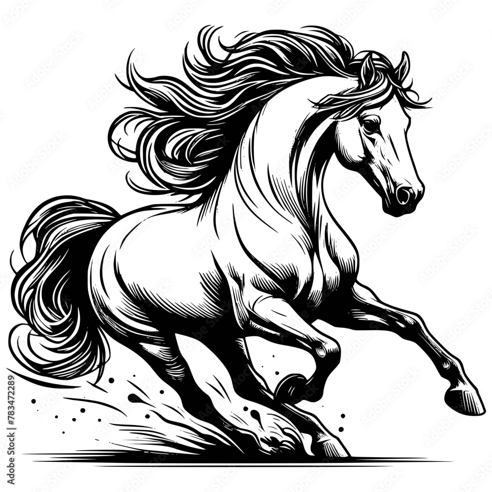 Arabian Horse, Running Horses Gallop thoroughbred Clipart Print vector ...