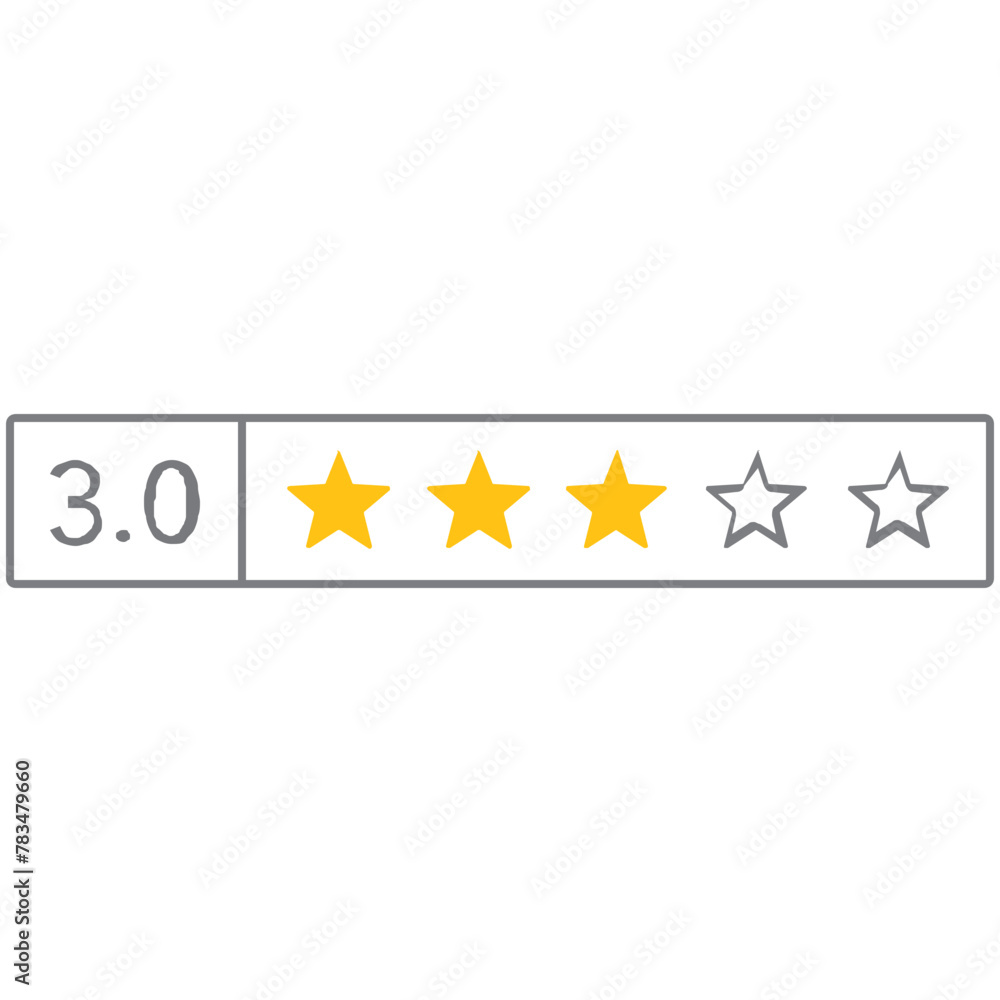 3 stars rating icon, simple graphic classify average quality review ...