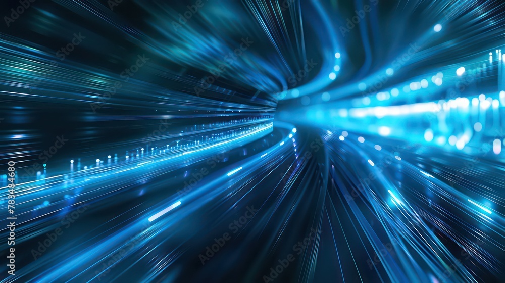 Abstract blue speed lines background with a blur effect. Digital ...