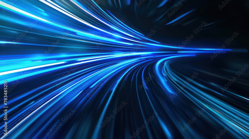 Abstract blue speed lines background with a blur effect. Digital ...