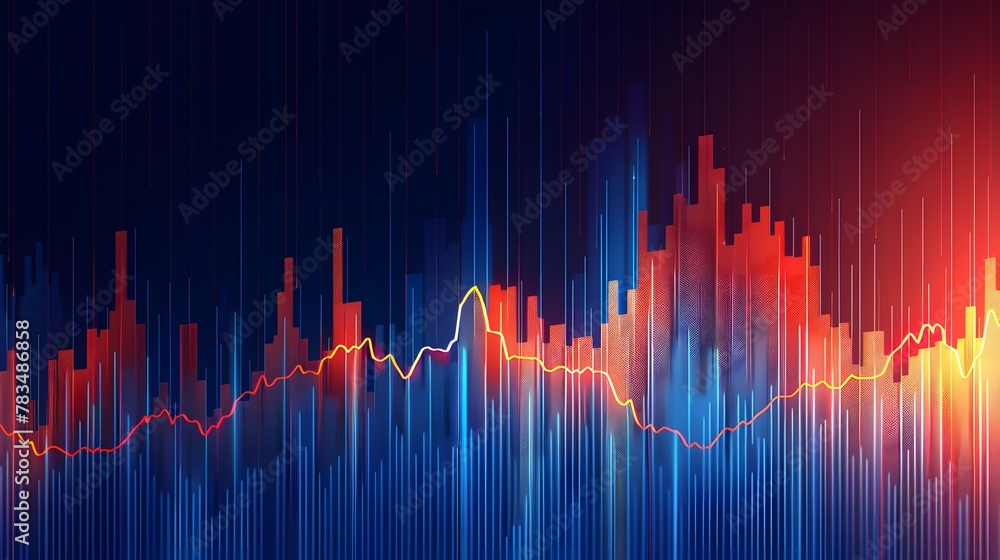 Financial stock market charts with trend lines, blue charts, charts ...