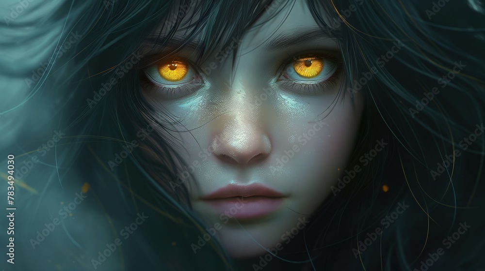 Temptation Incarnate Enigmatic Figure with Dark Blond Hair and Yellow ...