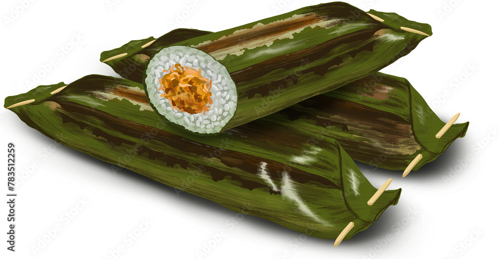 Food Illustration Clipart Malay Food called Kuih Pulut Panggang ...