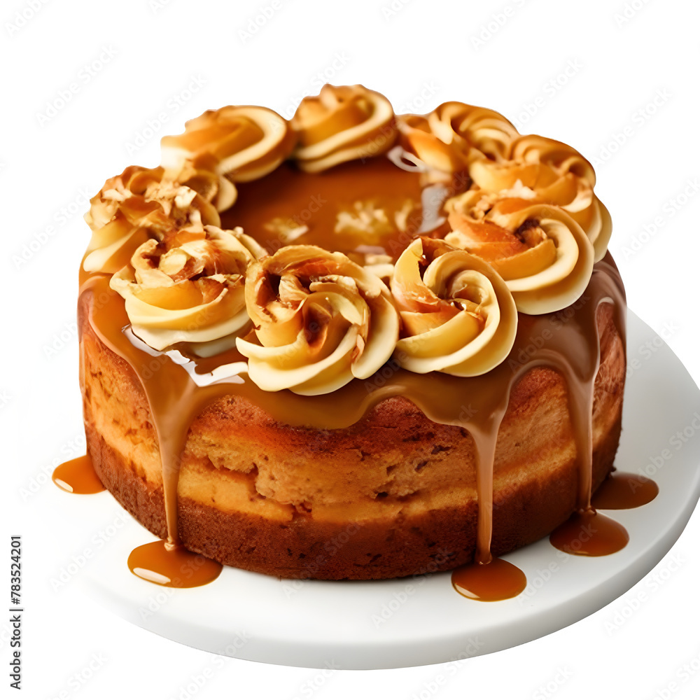 Salted caramel apple cake on a transparent background, Birthday Cake ...