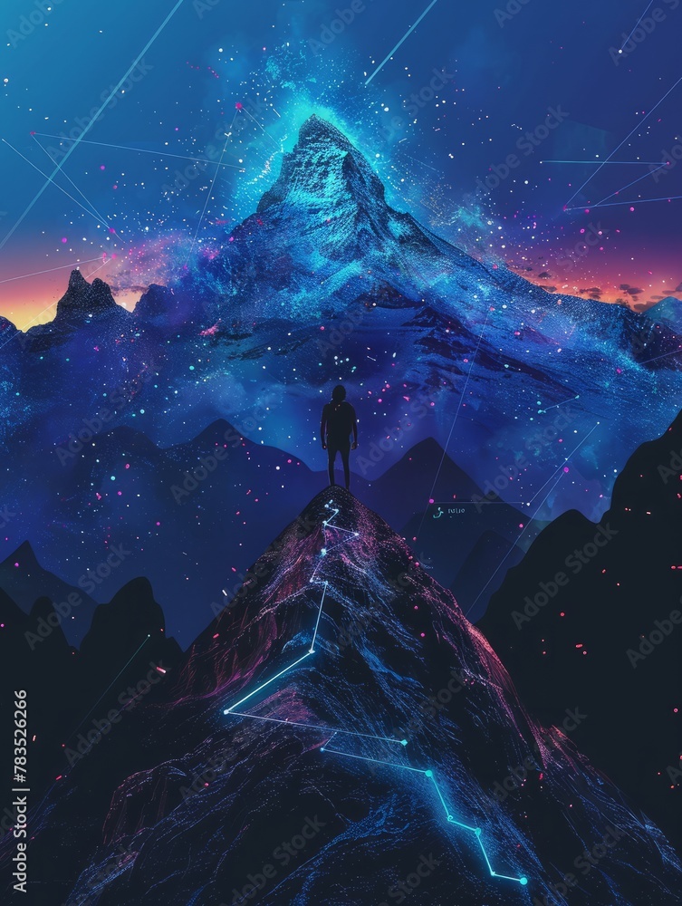 Goal to success for level up with pathway line or step route to ...