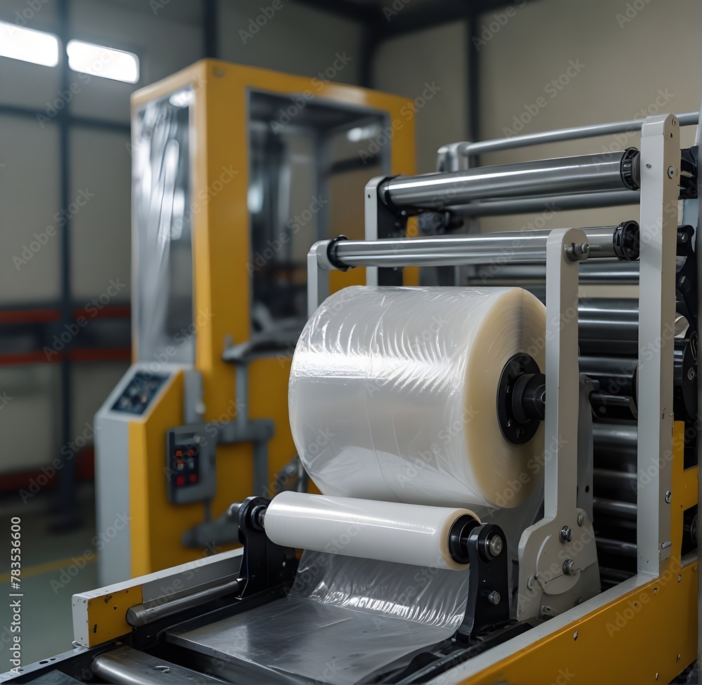 The operation of automatic plastic bag production machine with lighting ...