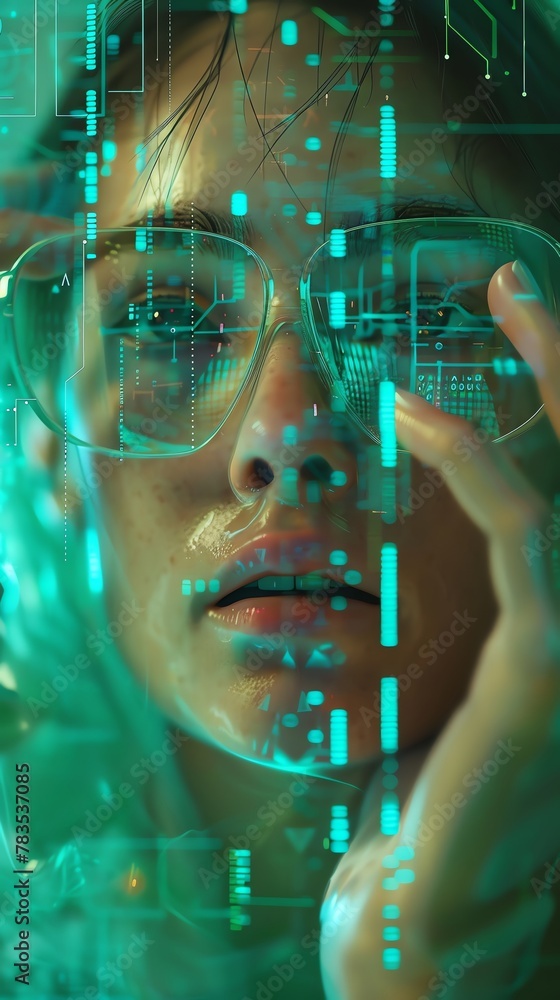 Digital artist using AI to create hyper-realistic portraits, focus on ...