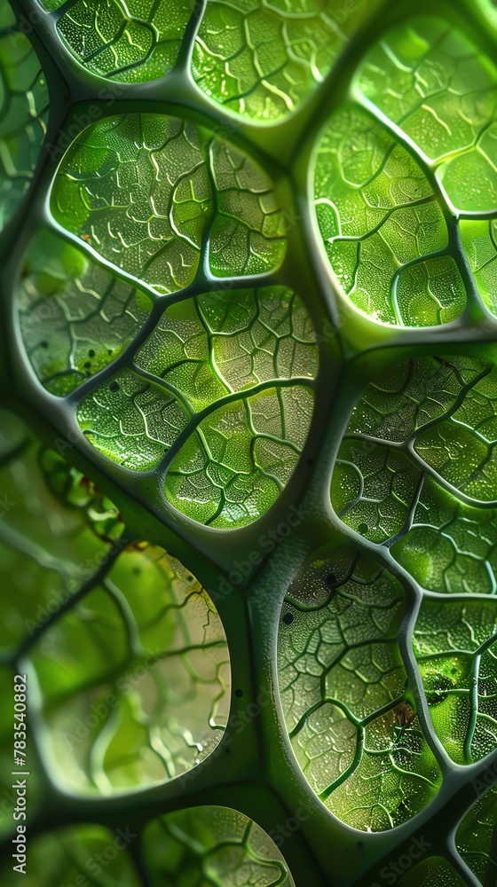 Chloroplast, site of photosynthesis, close-up, isolated against a pure ...
