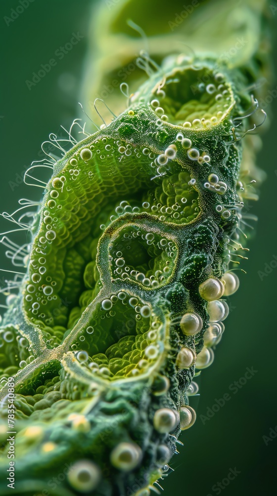 Chloroplast, site of photosynthesis, close-up, isolated against a pure ...