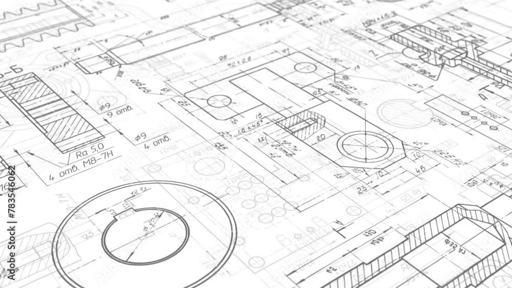 Technical drawing background .Mechanical Engineering drawing. Stock ...
