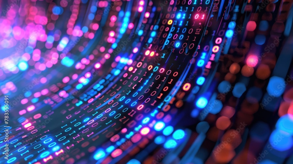 Futuristic Binary Code and AI Algorithms Abstract Background Stock ...