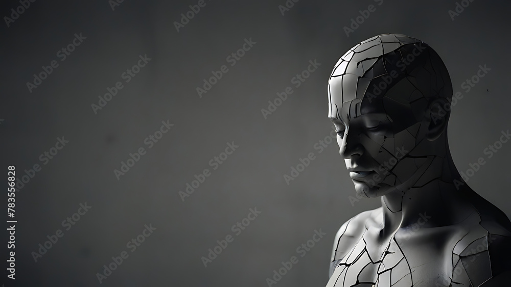 A grey or monochromatic abstract concept image of a human being ...