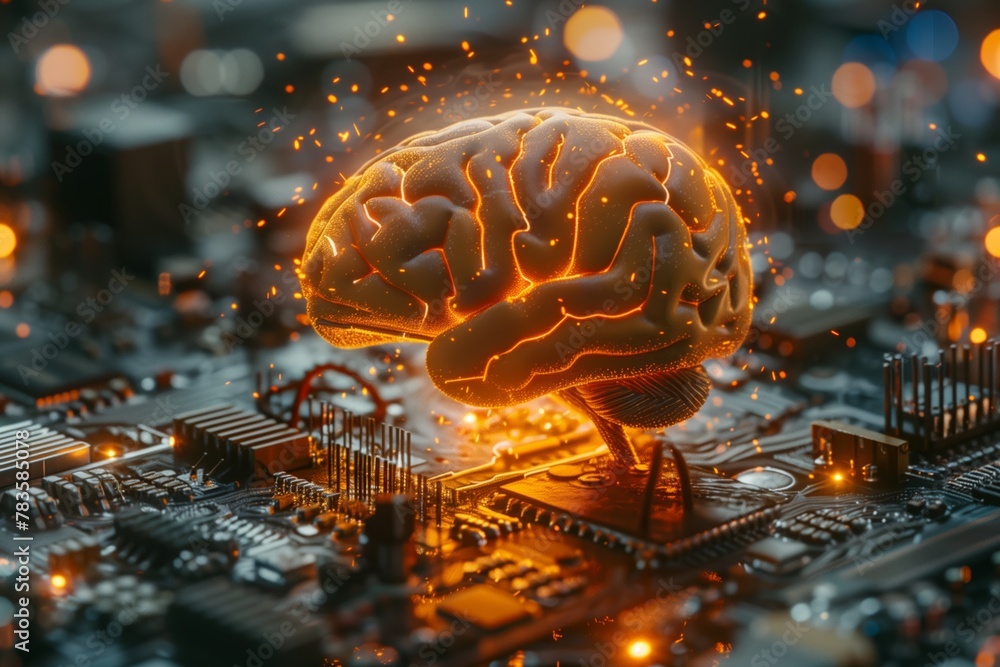 Artificial intelligence data mining, deep learning modern computer technologies. Futuristic ...