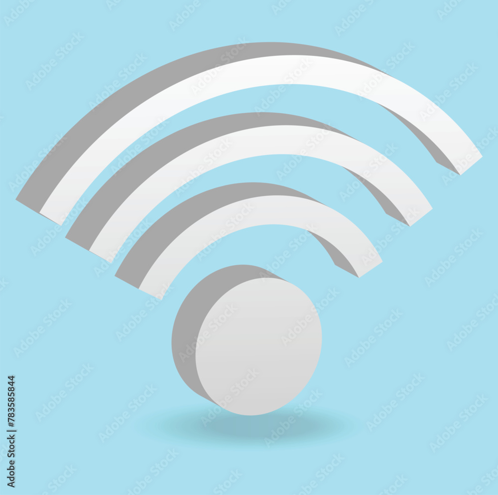 3D WIFI icon, Wi-Fi connectivity, including Wi-Fi signal symbols and an ...