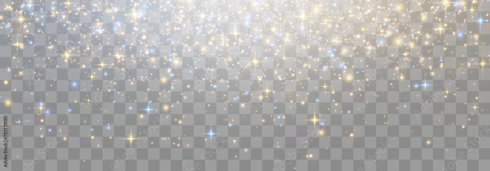 Vector flying particles of light. Magical light dust, dusty shine ...