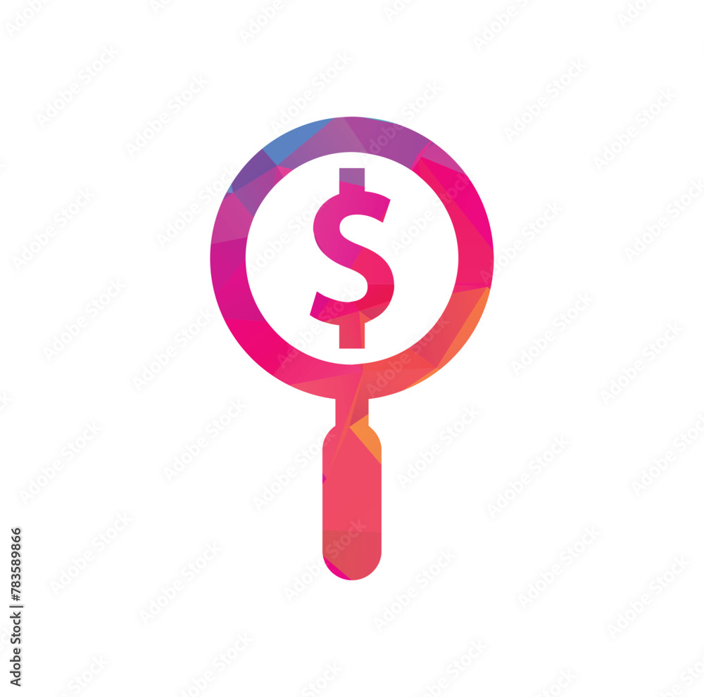 Money Search Logo Icon Template Design. coin and loupe logo combination ...