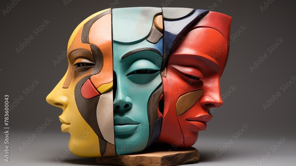 A clay sculpture depicting the dual nature of human emotions through ...