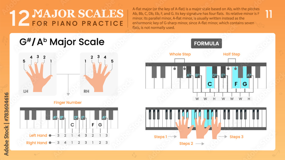 G Sharp Major Scale or A Flat Major, Visual Guide Essential Music ...