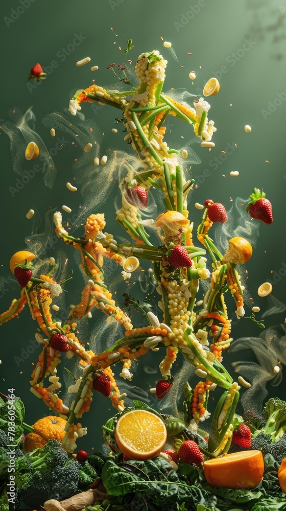 A surreal artwork depicting human figures composed of Vitamin B-rich ...