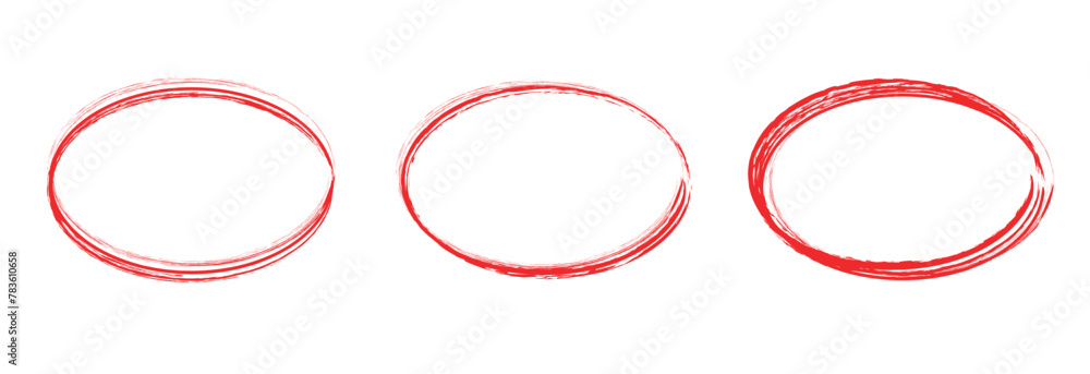 Red circle brush stroke vector isolated on white background. Red circle ...