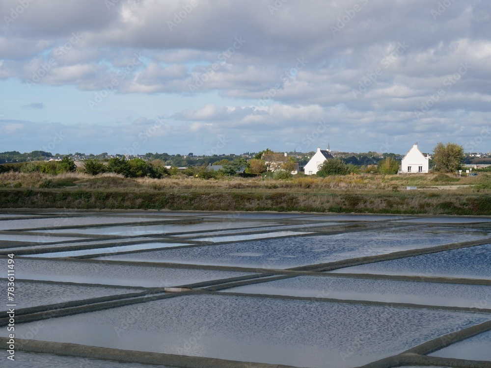 Sea water salt pans, near city le Croisic, France, are used for the old ...