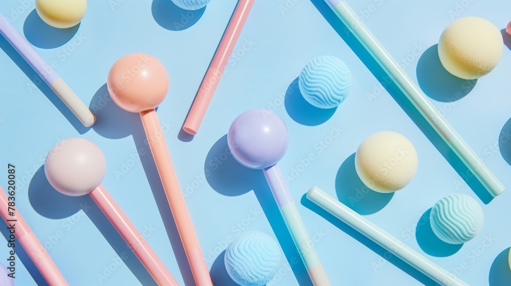 Polo mallets and balls in a pastel color palette AI generated ...