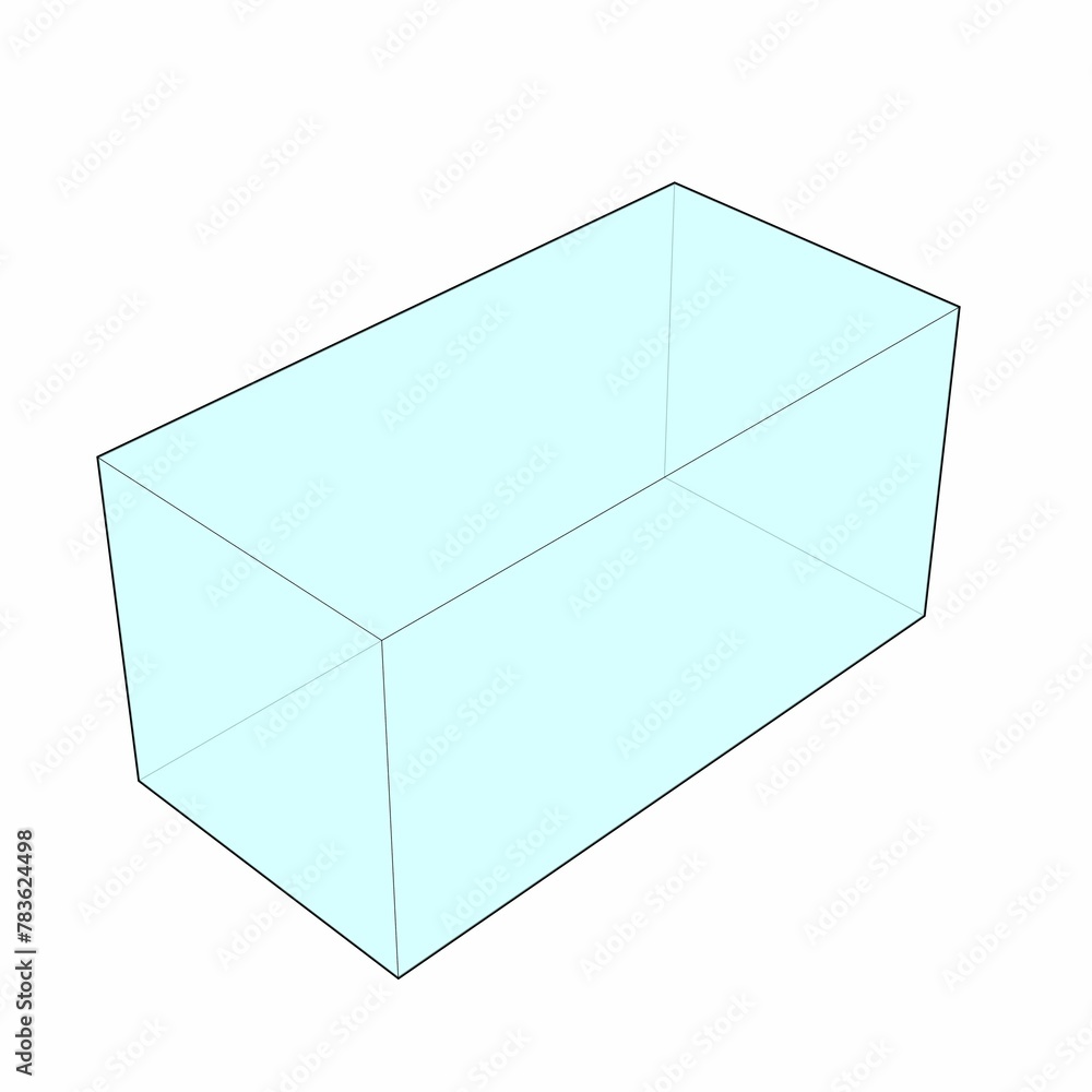 Outline of a geometric rectangular prism shape with blue infill Stock ...
