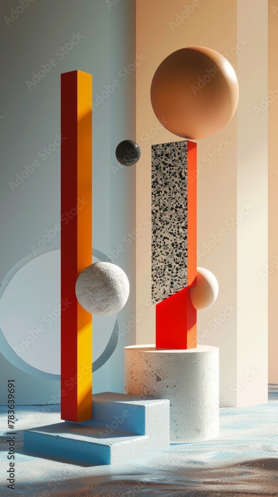 Surreal 3d renderings inspired by Memphis design 3d style isolated ...