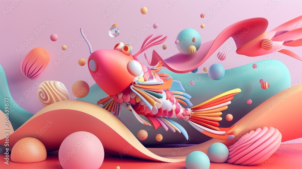 Surreal 3d renderings with a touch of whimsy 3d style isolated flying objects memphis style 3d ...