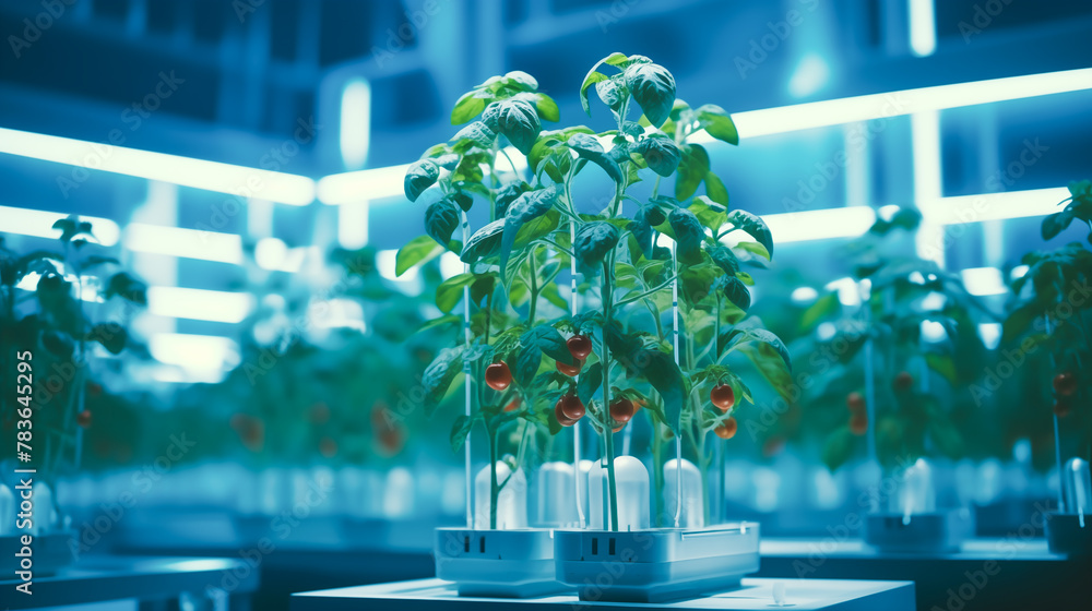 Plant grow in hi-tech controlling environment with bright light in ...