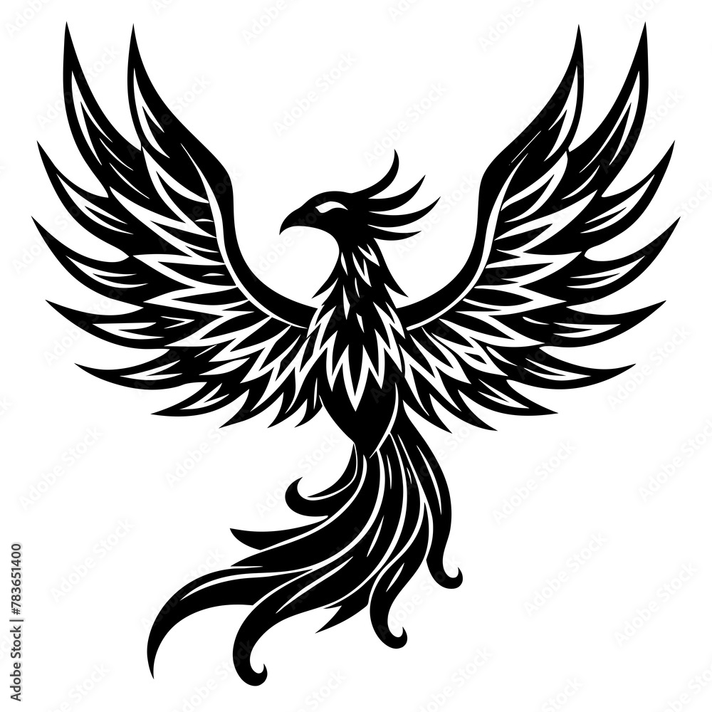 Phoenix bird silhouette. Phoenix Logo design concept is isolated on a ...