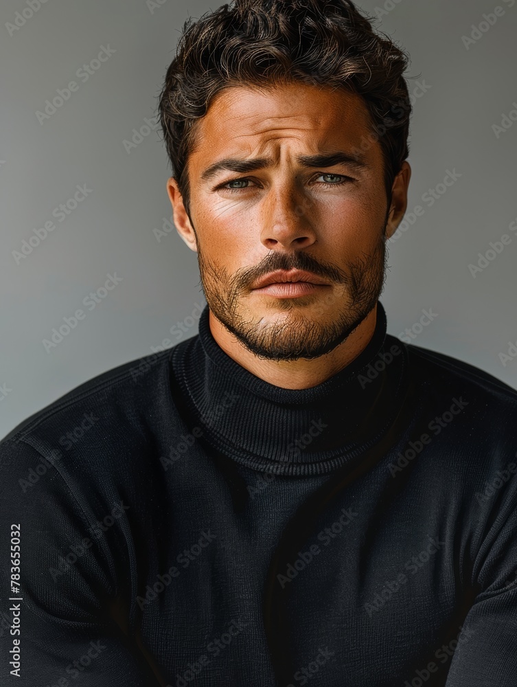 Handsome muscular manly male model, angry, brutal, 30 year old, short ...