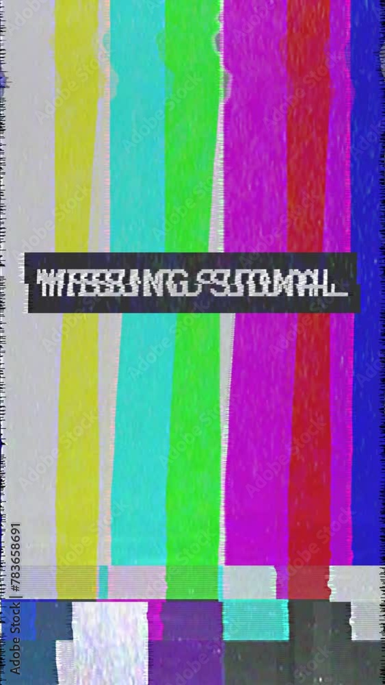 Retro TV Test Pattern Color Bars And Warning Text Missing Signal ...